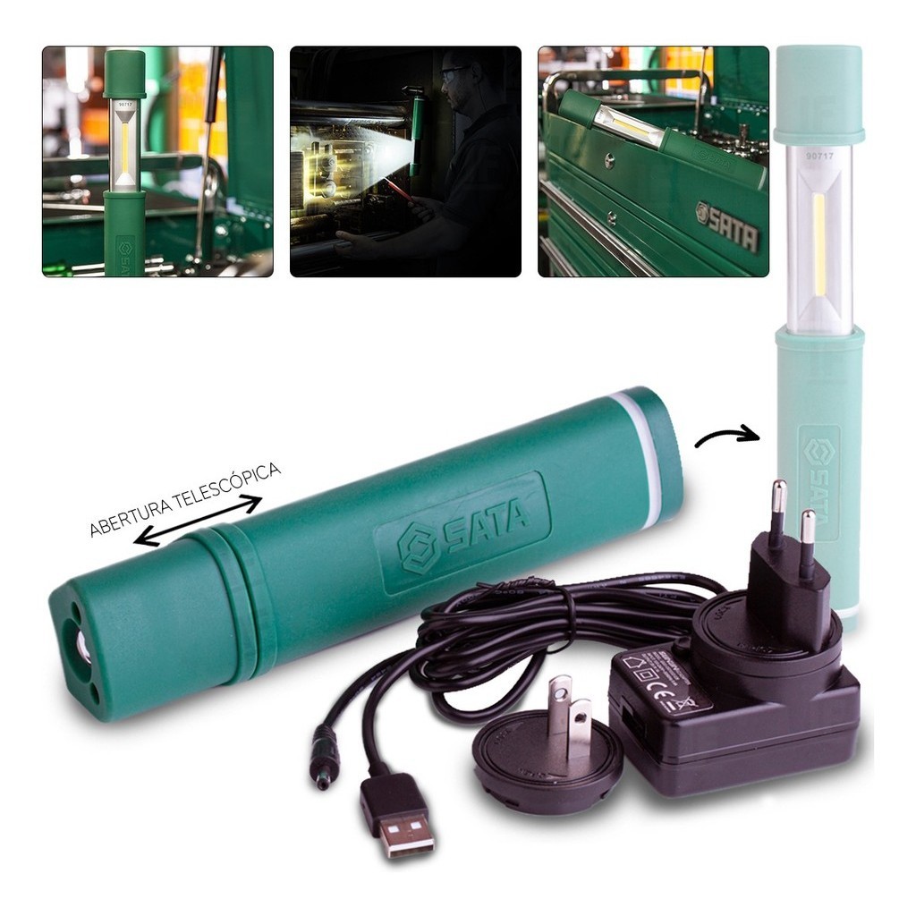 Lanterna Telescópica Recarregável 300lm St90717 Sata | Shopee Brasil
