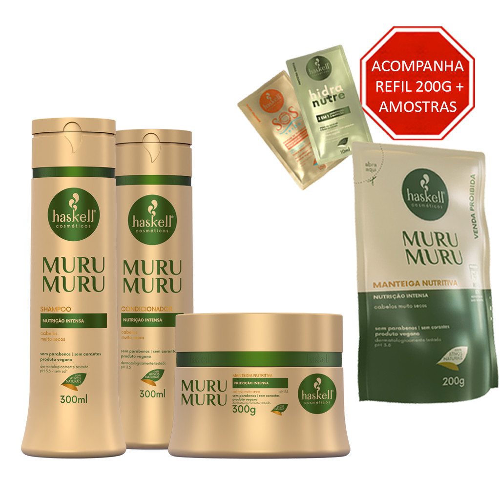 Kit Haskell Murumuru Shampoo Condicionador E Máscara 300Ml | Shopee Brasil