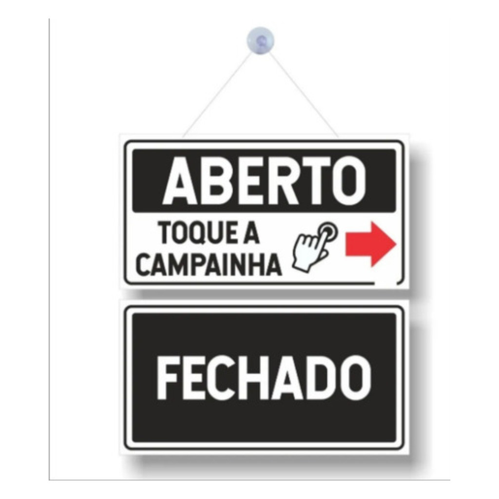 Placa Aberto E Fechado Com Aperte A Campainha Pvc | Shopee Brasil
