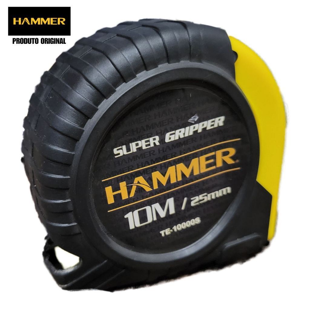 Trena 10metros emborrachada-HAMMER-mediçâo precisa e facil de usar ...