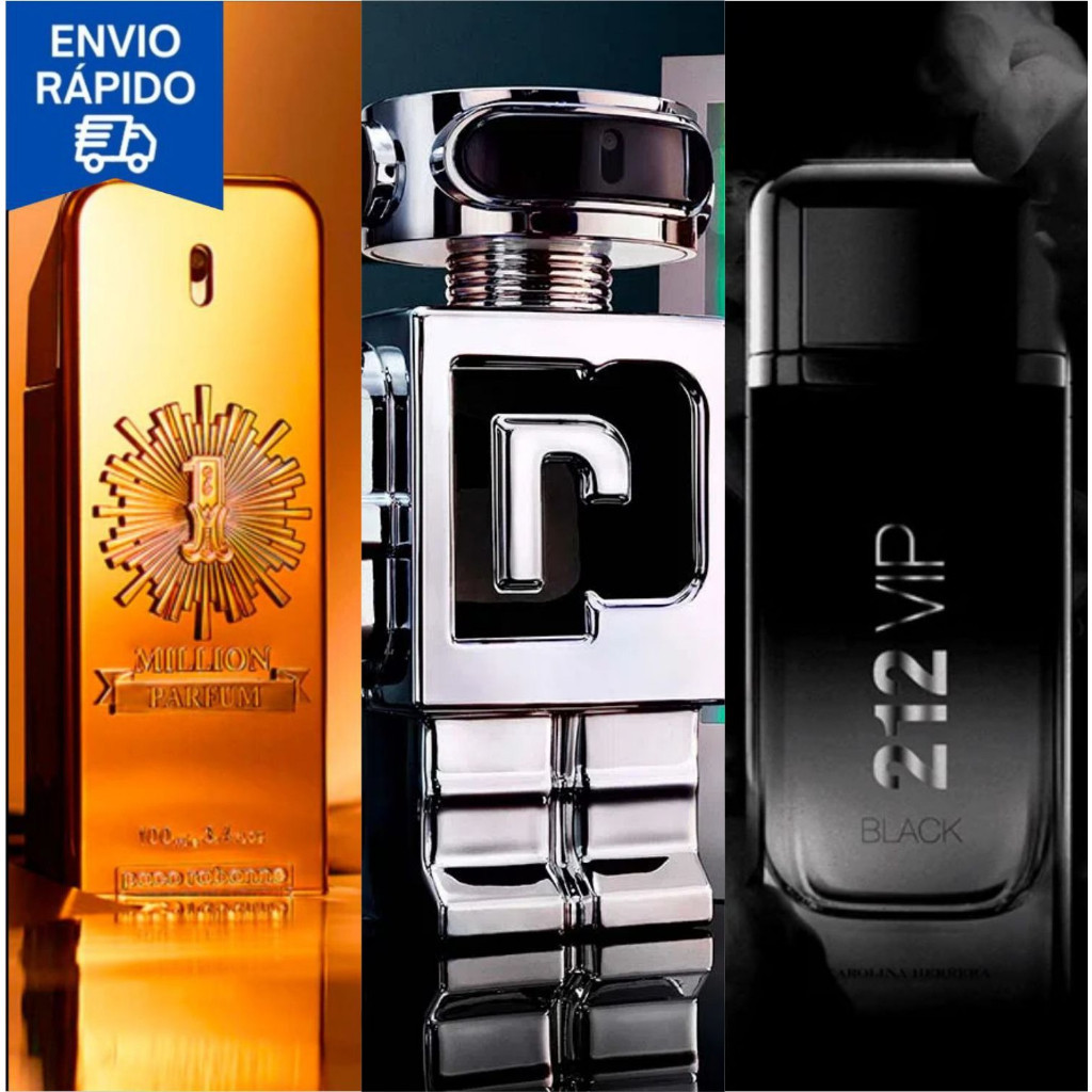 Kit 3 Perfumes 100ml - One Million, Phantom e 212 Vip Black - Envio ...