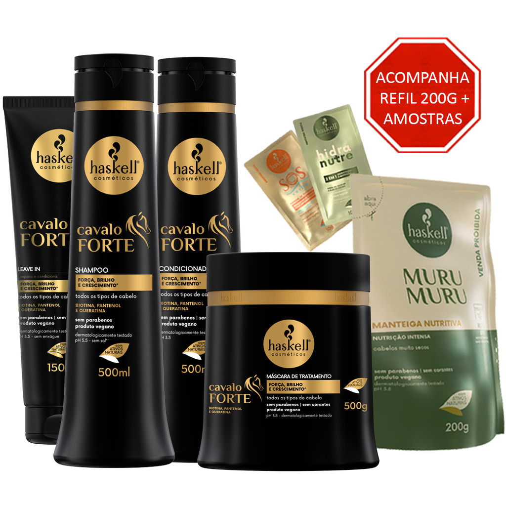 Kit Haskell Essencial Cavalo Forte Sh Cond Masc Leave 500ml | Shopee Brasil