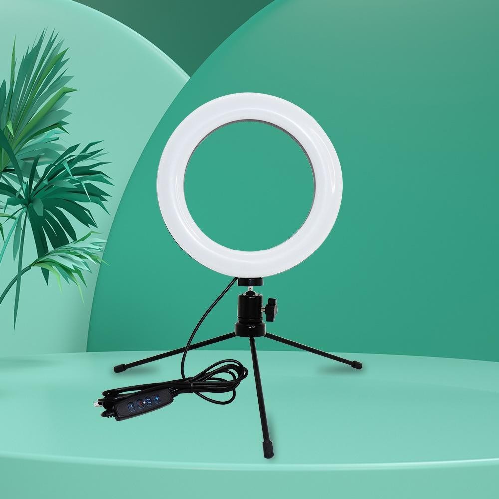 Ring Light Iluminador Selfie Makeup + Tripé De Mesa Luz Led 6 polegadas para Maquiador Youtuber ...