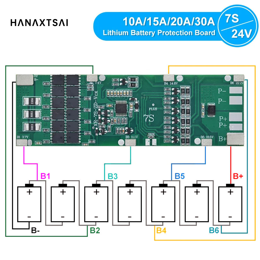 BMS 7S 24V 10A 15A 20A 30A Li-ion 18650 Placa De Carga De Bateria Com ...
