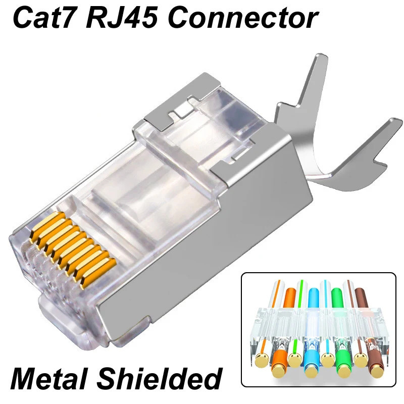 Conector De Rede-Interface-Cabeça De Cristal Cat7-Crimpagem Gigabit ...
