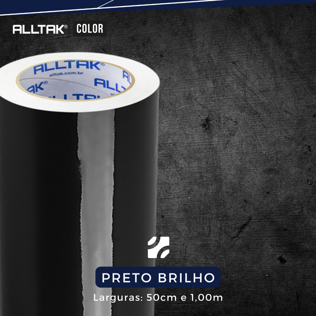 Adesivo Alltak Color Preto Brilho 50cm x 1,00m | Shopee Brasil