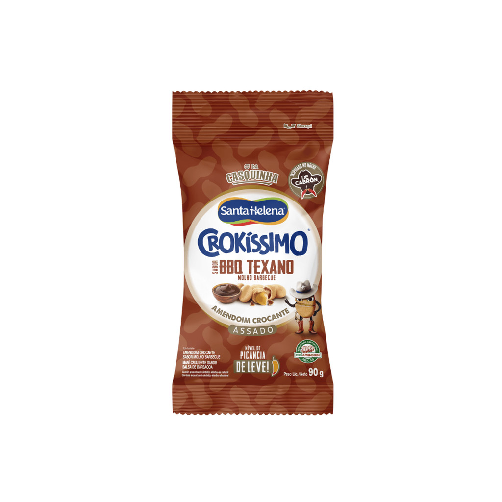 Amendoim Crokissimo BBQ Texano Santa Helena 90g | Shopee Brasil