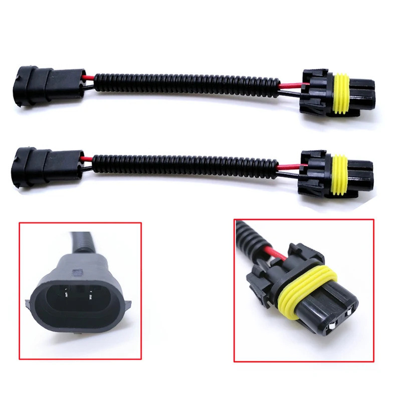 2 Pçs H11 Macho Para HB3 9005 HB4 9006 Fêmea Plug Conector Cablagem ...