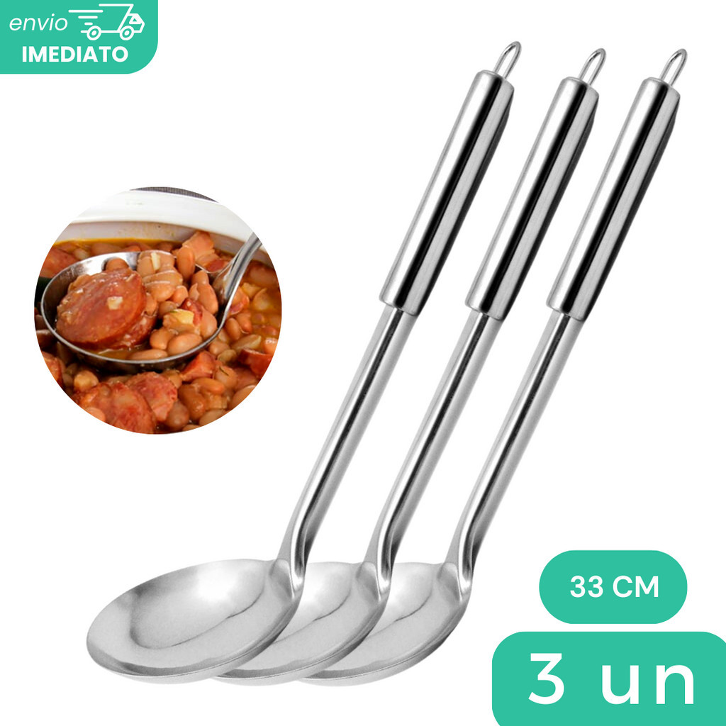Kit 3 Concha para Molho Metal Inox Sopa Cozinha Talher Feijão | Shopee ...