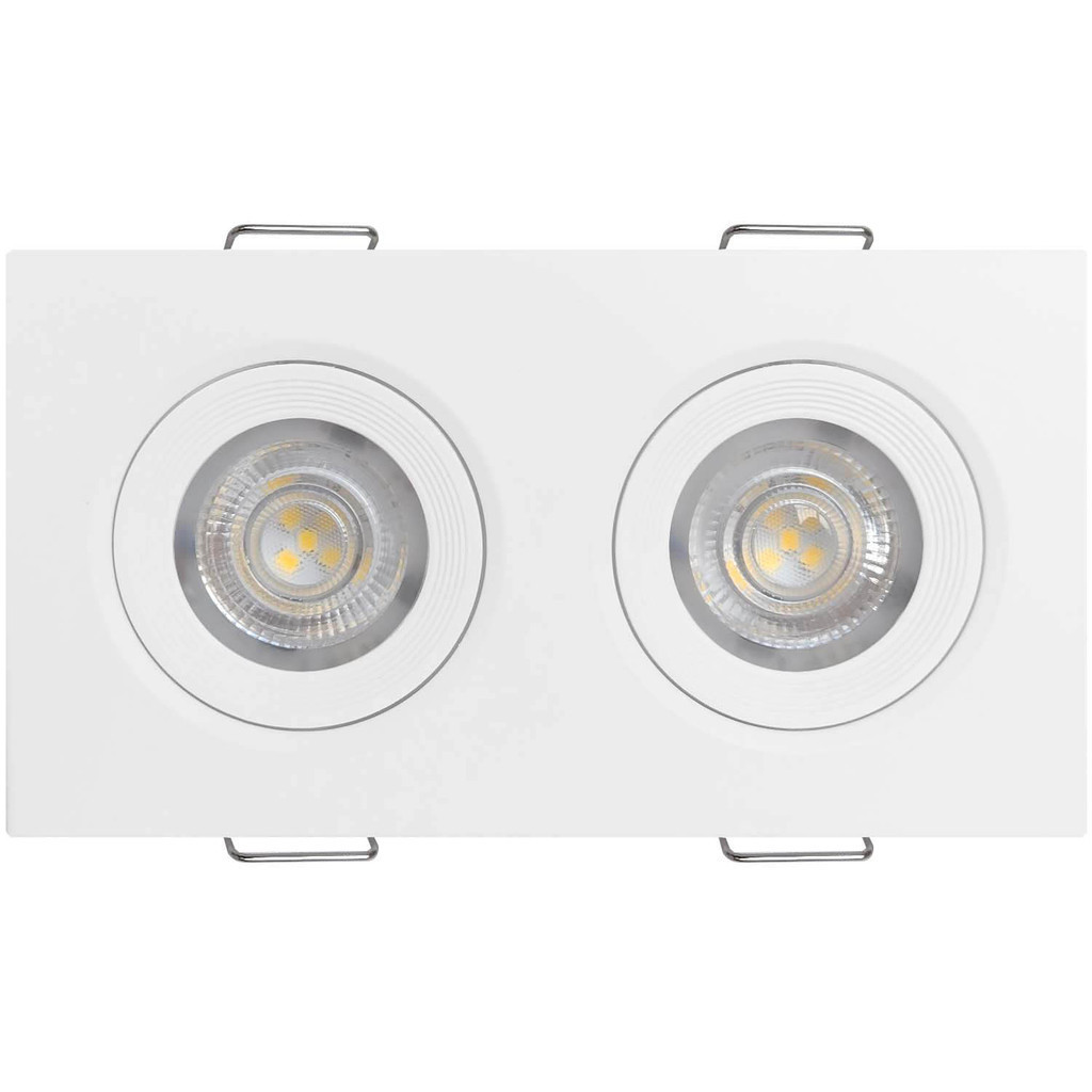 SPOT LED QUADRADO DUPLO DIRECIONAVEL EMBUTIR 10W 3000k CORPO BRANCO EMBULED | Shopee Brasil