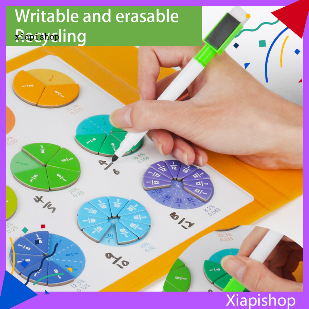 Fraction Manipulation Set Learning Tool Colorful Magnetic Tiles for ...