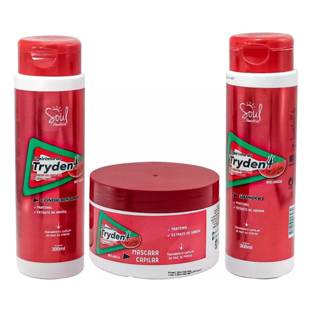 Kit 3 Itens Capilar Cheirinho De Chiclete Trident Shampoo Condicionador ...