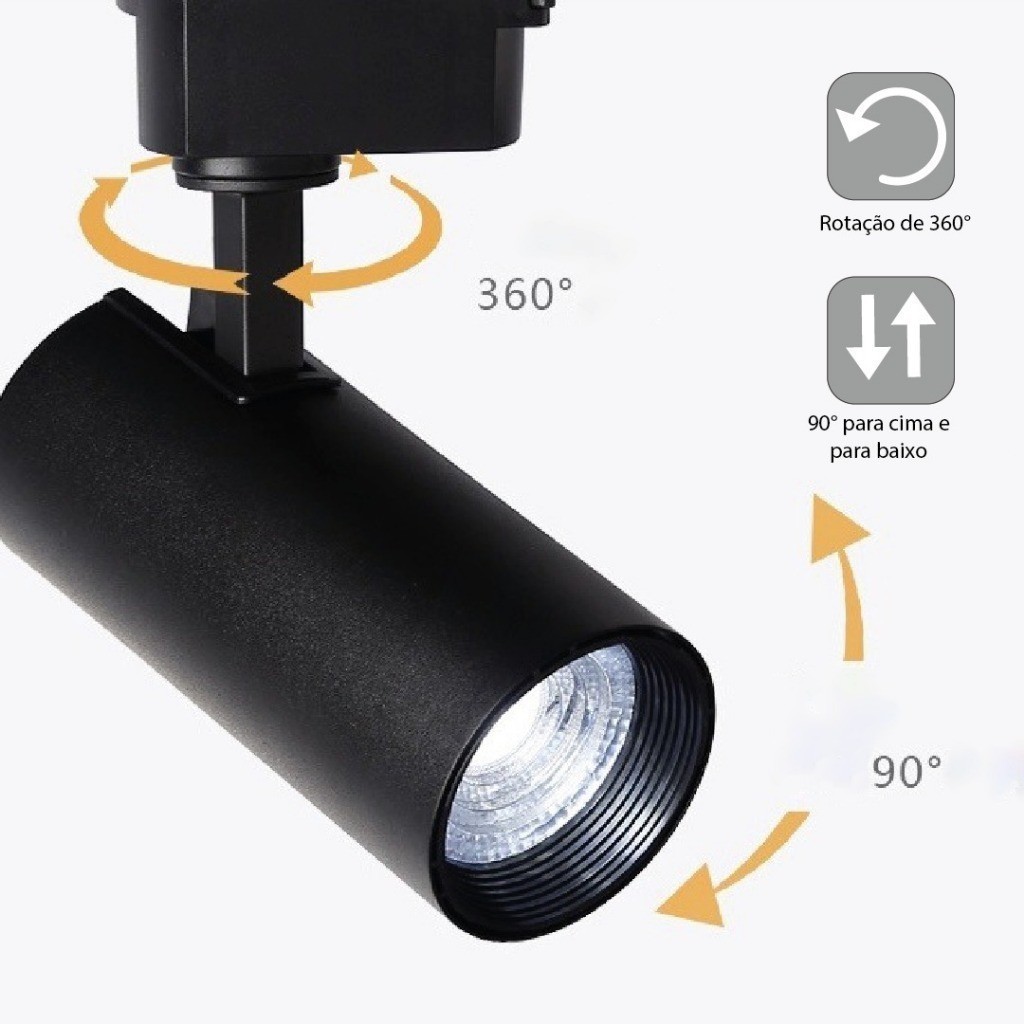 Trilho Spot LED para trilho eletrificado + Trilho + Conector Tubinho ...