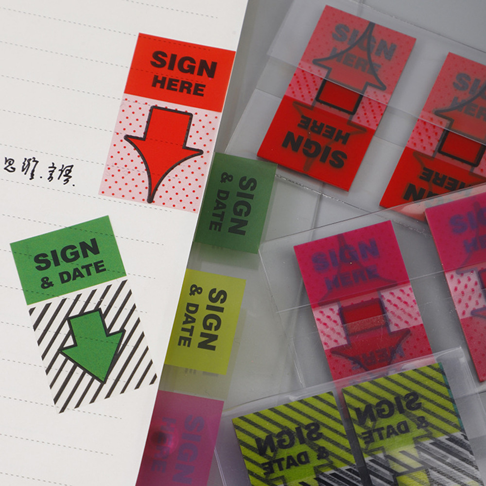40 Folhas SIGN & HERE PET Sticky Note Instruções Criativas De Escrever ...