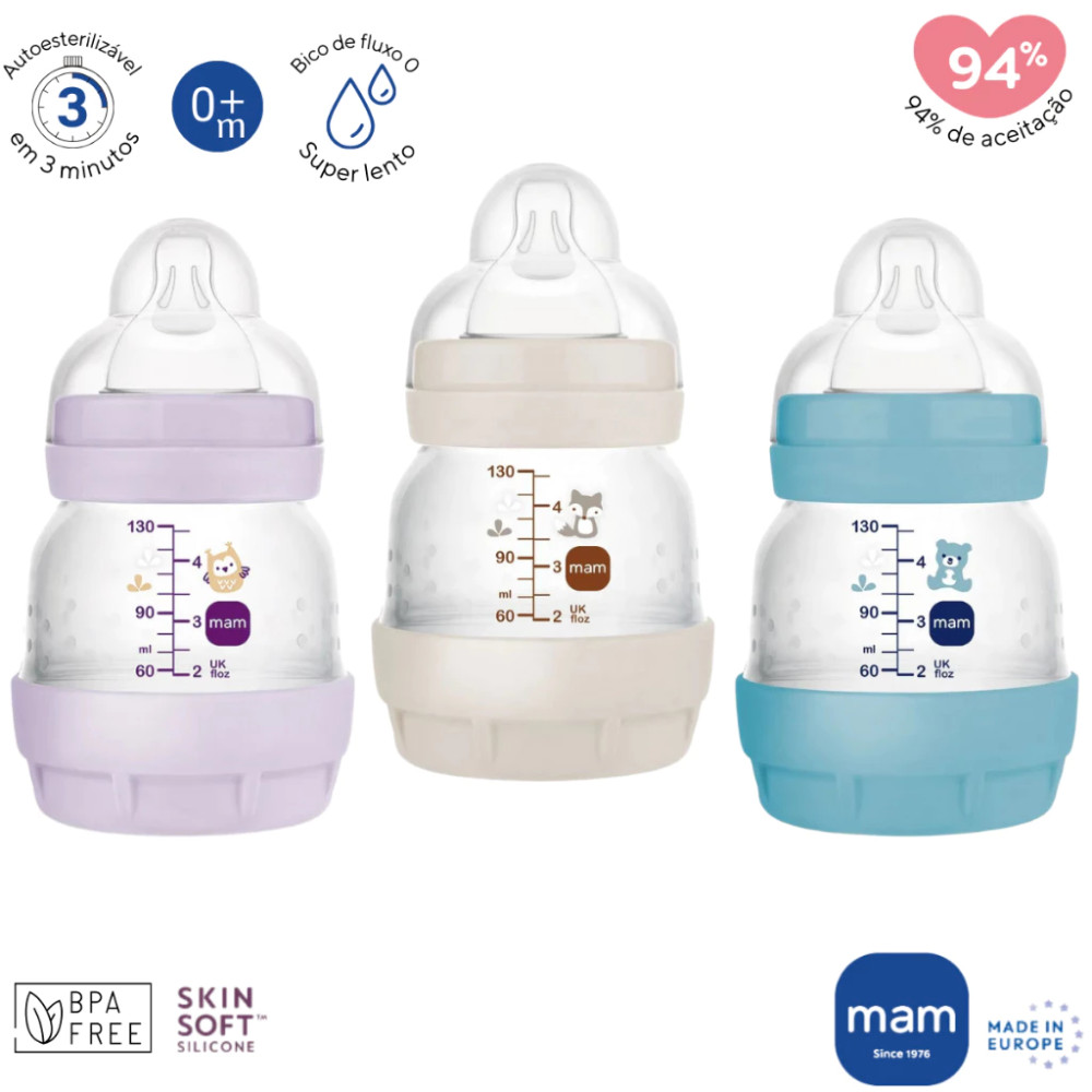 MAMADEIRA MAM EASY START ANTICÓLICA 0+MESES 130ML | Shopee Brasil