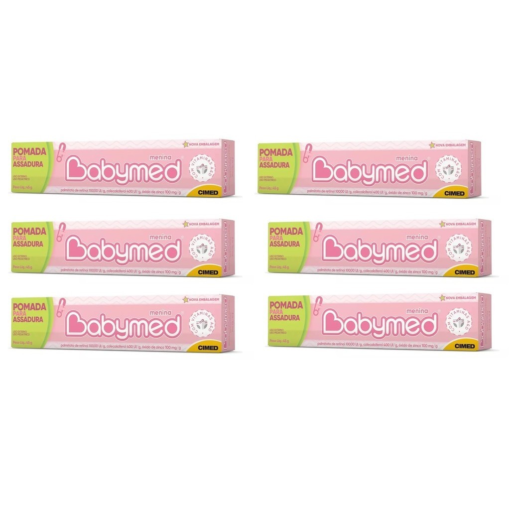 Kit 6 Pomada Assaduras Pediátrica Cimed Menina Babymed 45g | Shopee Brasil