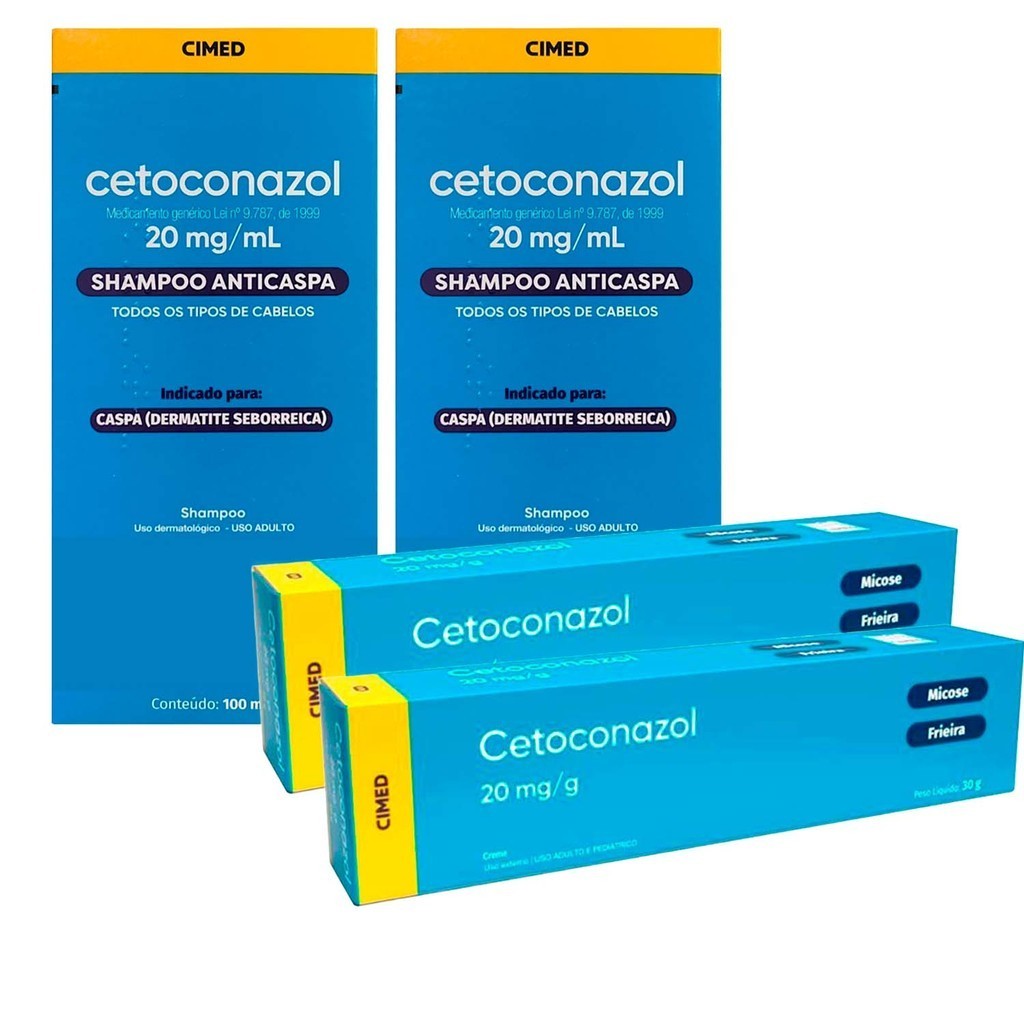 Kit 2 Shampoo Cetoconazol original 100 ml + 2 pomada Cetoconazol 20mg/g ...