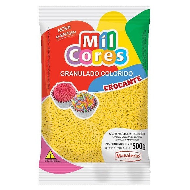 Granulado Aquarela Crocante Mil Cores Amarelo - 500 g - Mavalério ...