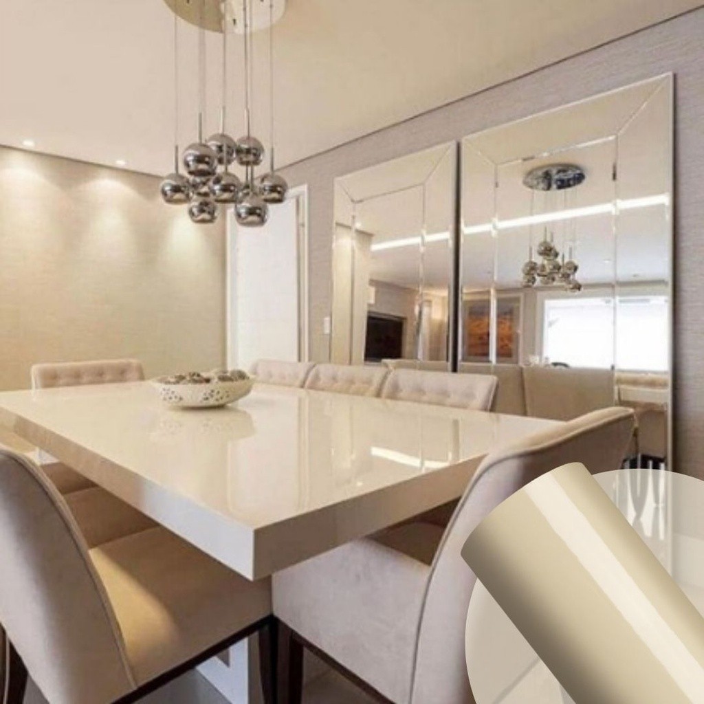 Adesivo Película Bege Laca Brilhante Impermeável Para Decorar Mesa e ...