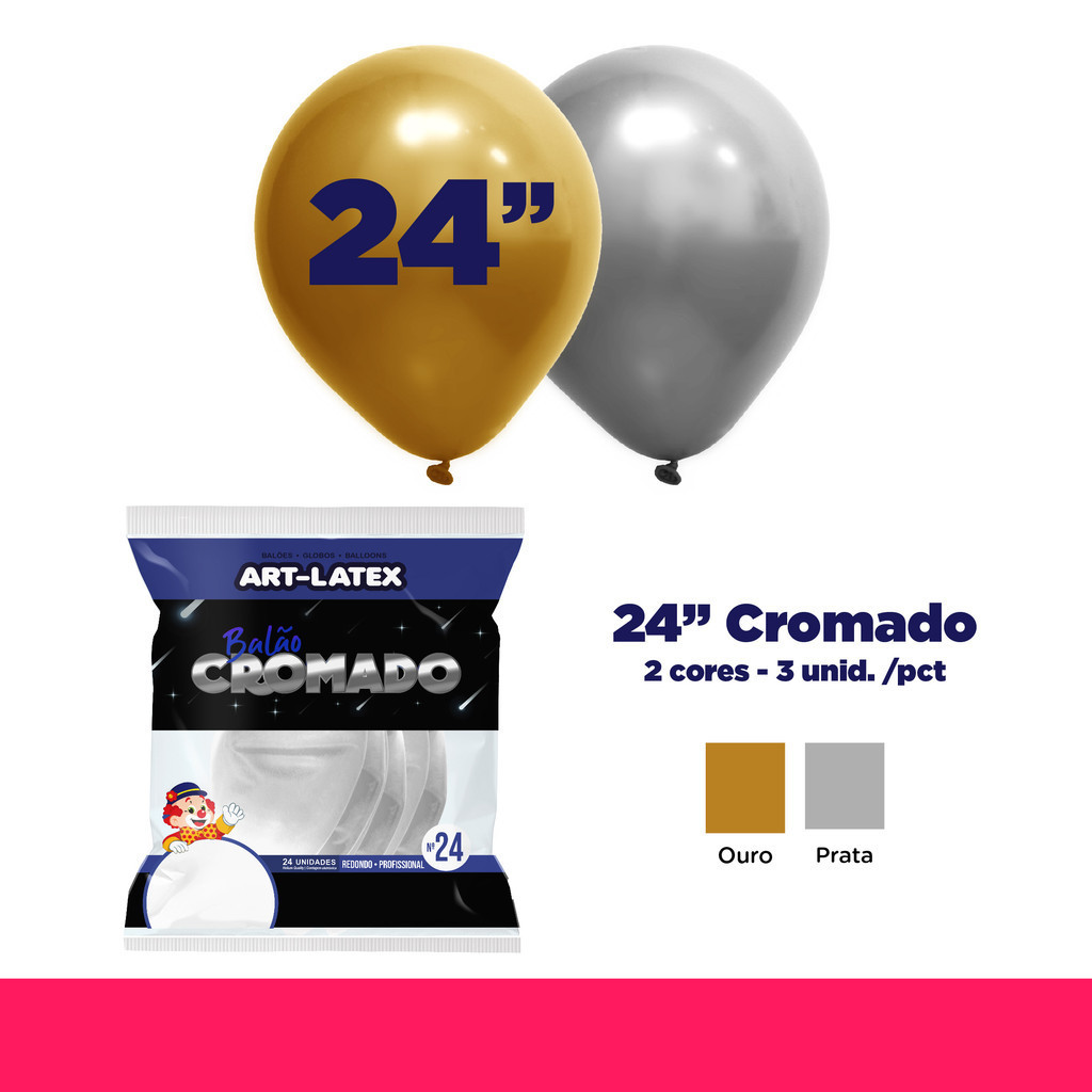 Balão Cromado 24" Diversa Cores – 3 Unid – Art Latex | Shopee Brasil