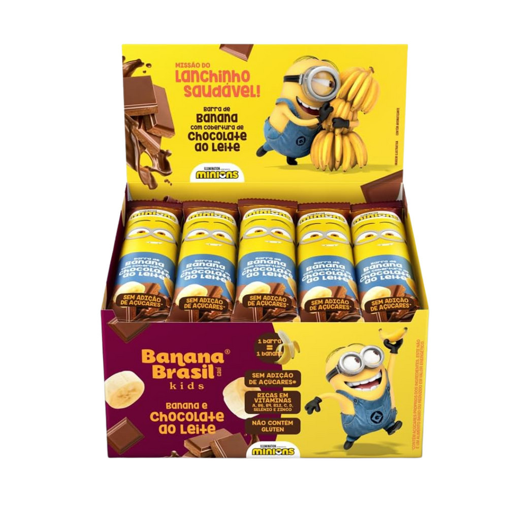 Banana Brasil Kids Minions Sabor Chocolate C/ 20 Unid. De 22G | Shopee ...