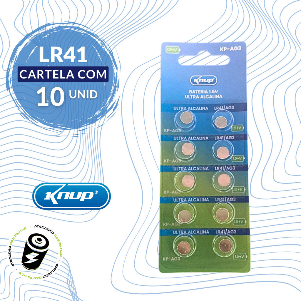 Bateria Ultra Alcalina LR41 AG3 1,5V Knup Botão - Cartela C/ 10 Unid | Shopee Brasil