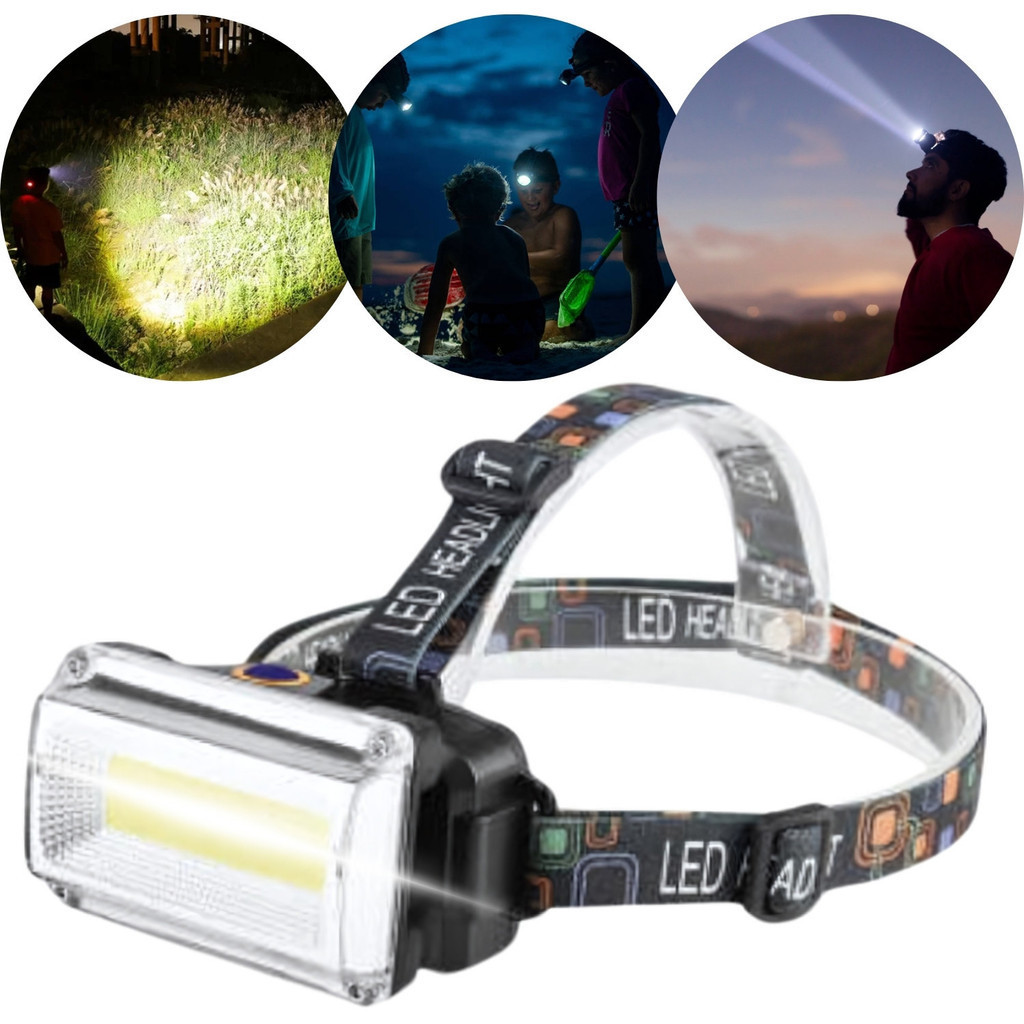 Lanterna Led Farolete de Cabeça Forte Recarregável tatica militar mini ...