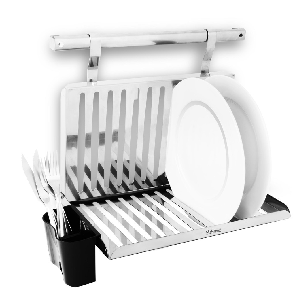 Escorredor Suspenso de Pratos Loucas Aço Inox Parede Dobrável Mak-Inox ...