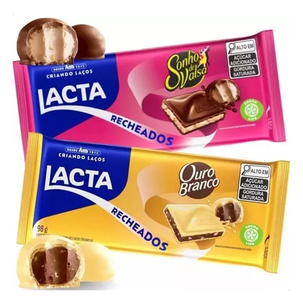 Tablete de Chocolate em Barra Recheado Sonho de Valsa ou Ouro Branco ...
