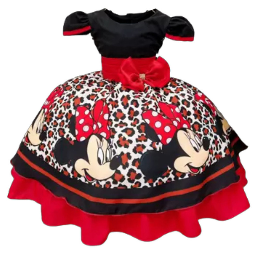 Vestido De Festa Infantil Minnie Safari Oncinha | Shopee Brasil