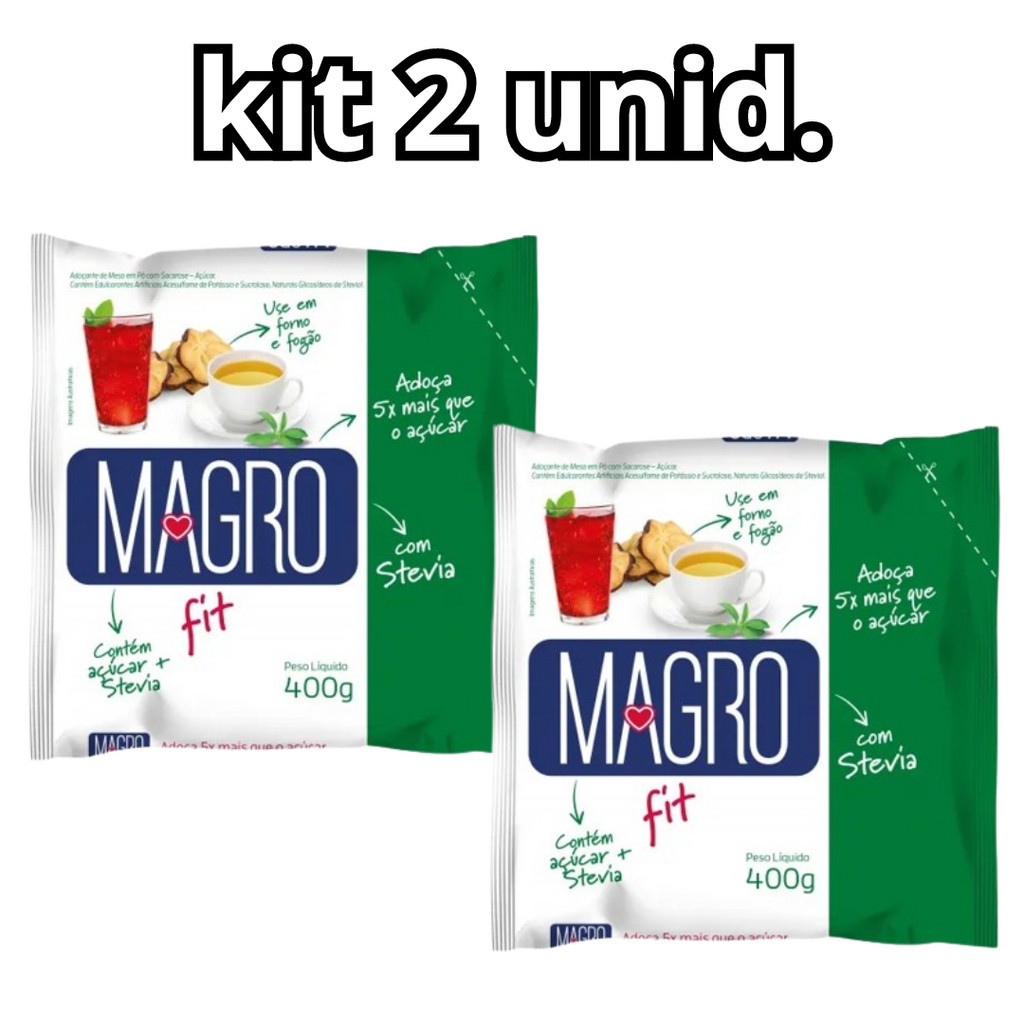 KIT 2 unid Açúcar Magro Light com Stevia Refil Lowçucar 400g | Shopee ...