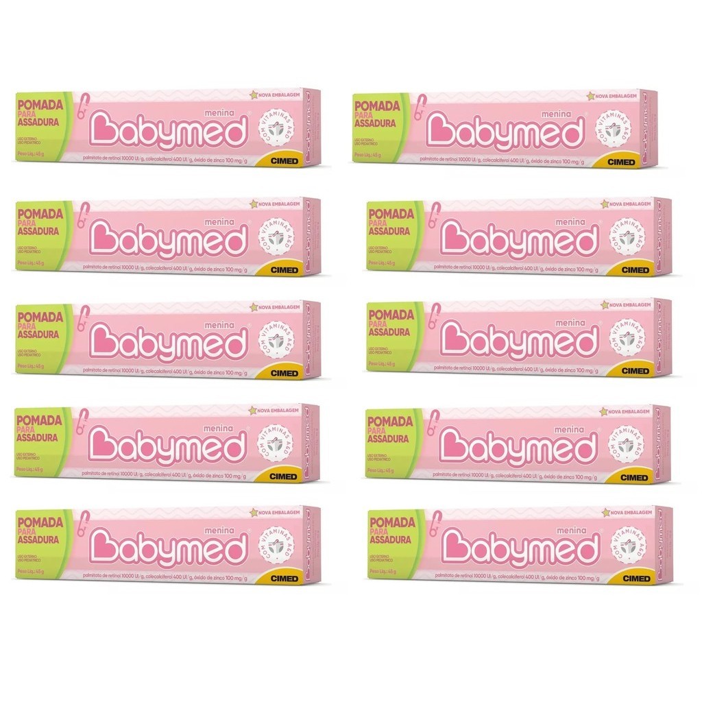 Kit 10 Pomada Assaduras Pediátrica Cimed Menina Babymed 45g | Shopee Brasil