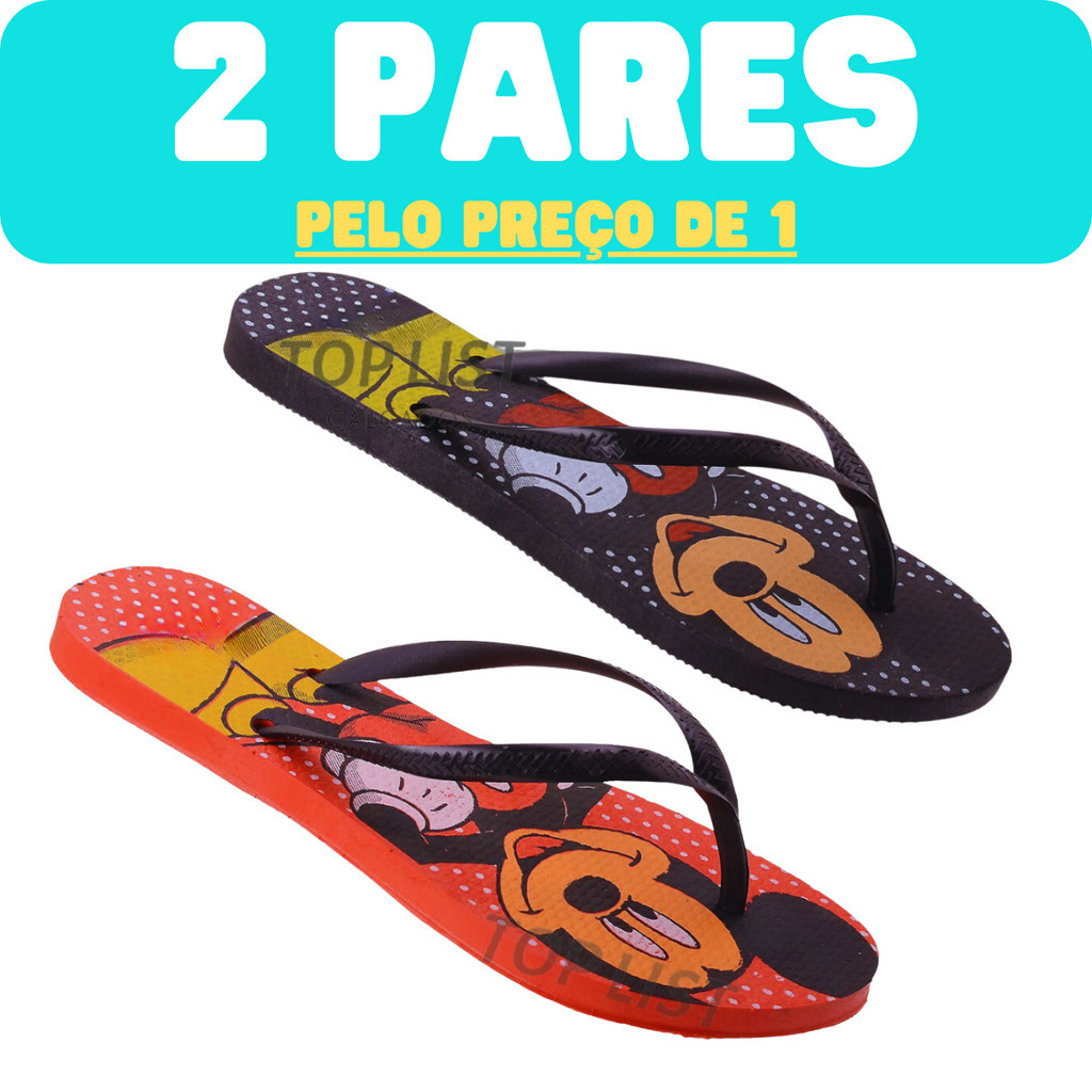 Kit 2 chinelas feminina Casal Minie Preto e Casal Vermelho Qualidade ...