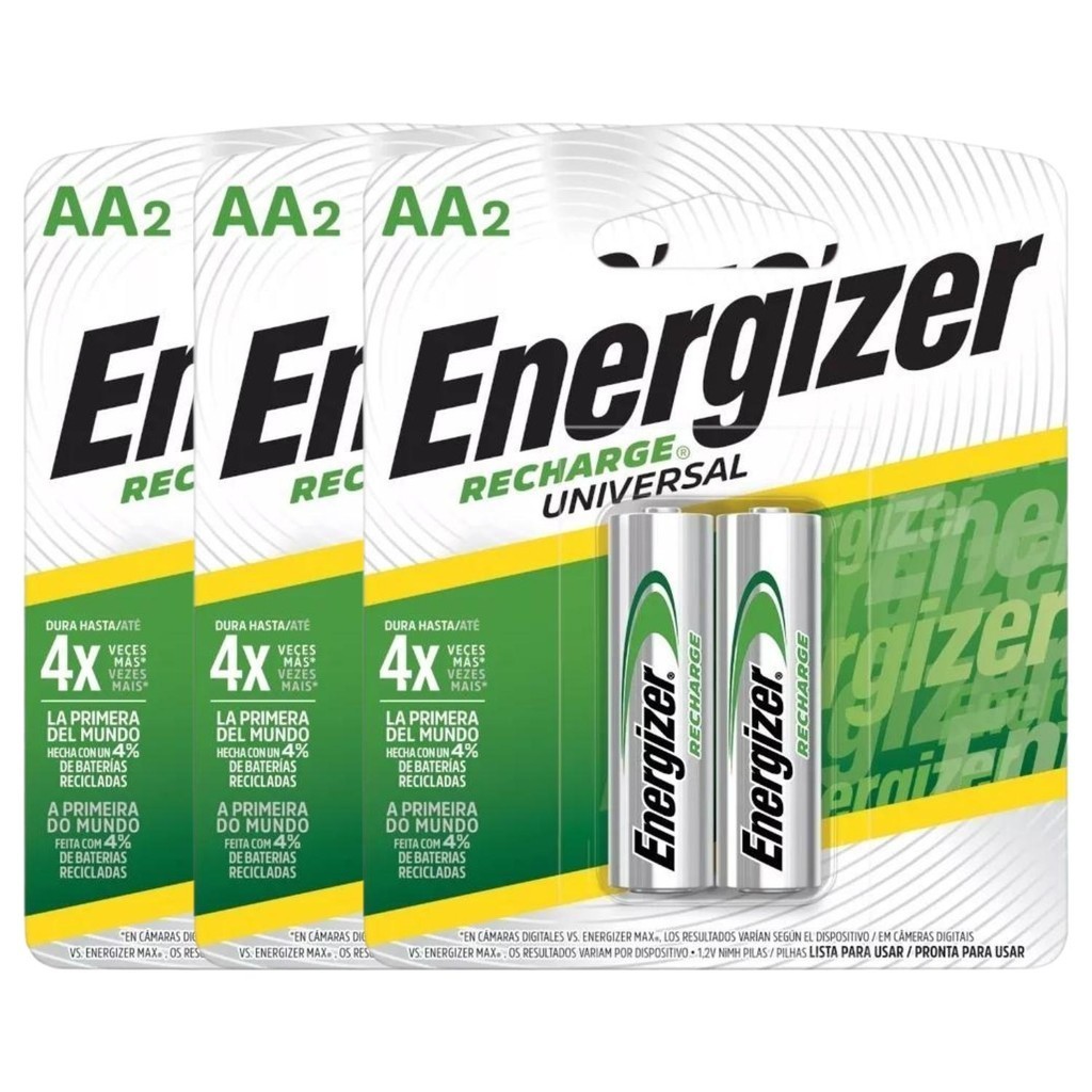 Kit Com 6 Pilhas Recarregáveis Energizer Aa - 2000mah | Shopee Brasil