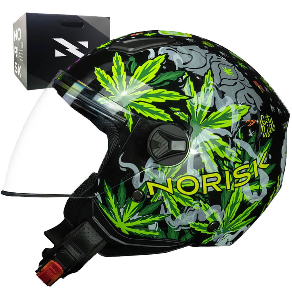 Capacete Aberto Norisk Orion Magic Seeds Verde | Shopee Brasil