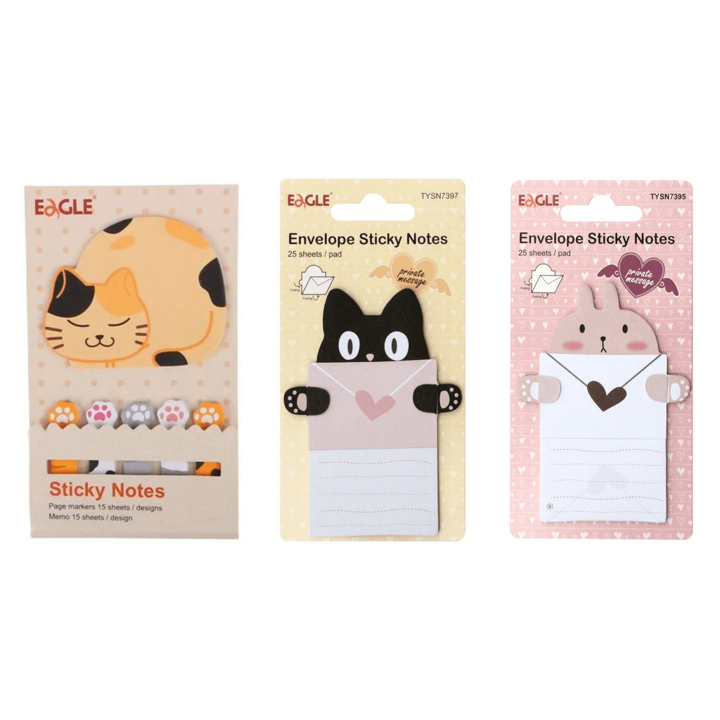 Bloco de notas, Envelope Sticky Notes 15 folhas Eagle- Unidade | Shopee ...