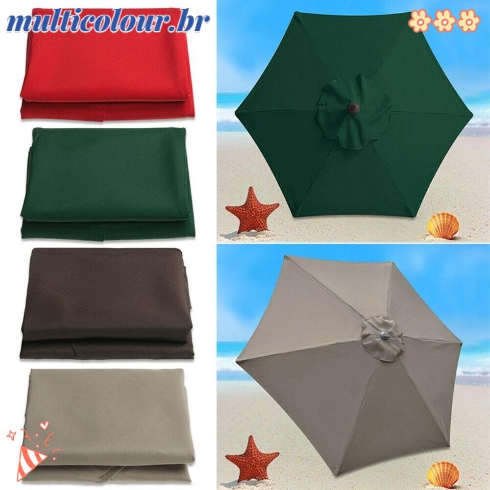 Guarda-Sol MULTICOLOUR Parasol Canopy Camping Round Garden Ao Ar Livre ...