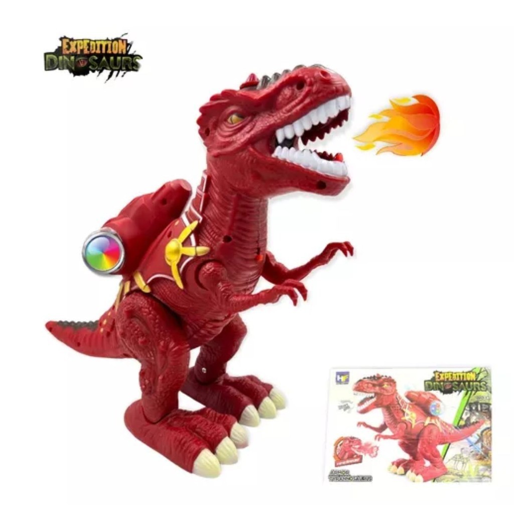 Dinossauro T- Rex Solta Fumaça Emite Som E Luz Anda Sozinho | Shopee Brasil