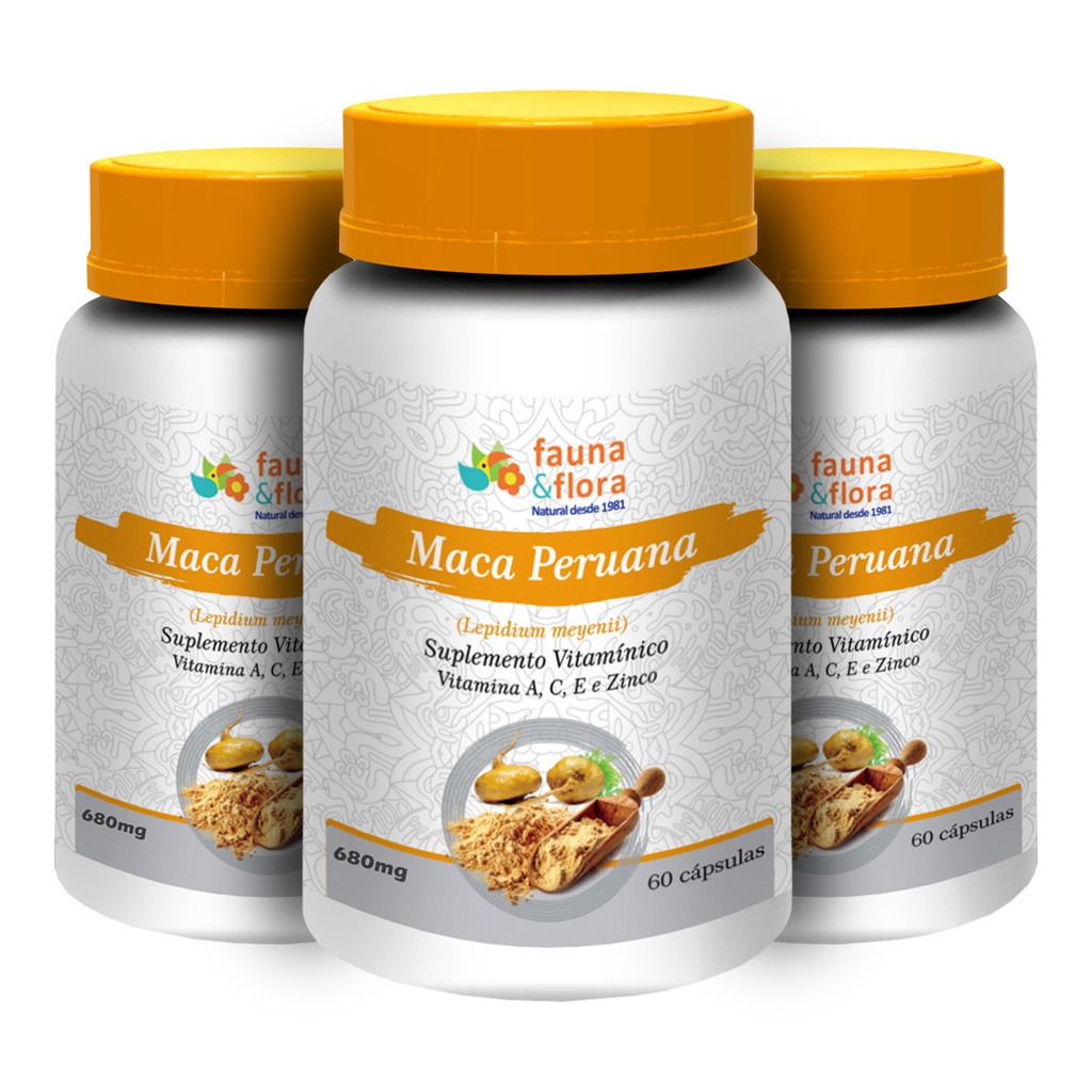 Maca Peruana 180 Cápsulas 680mg Vitamina C A E Suplemento Zinco Saúde ...