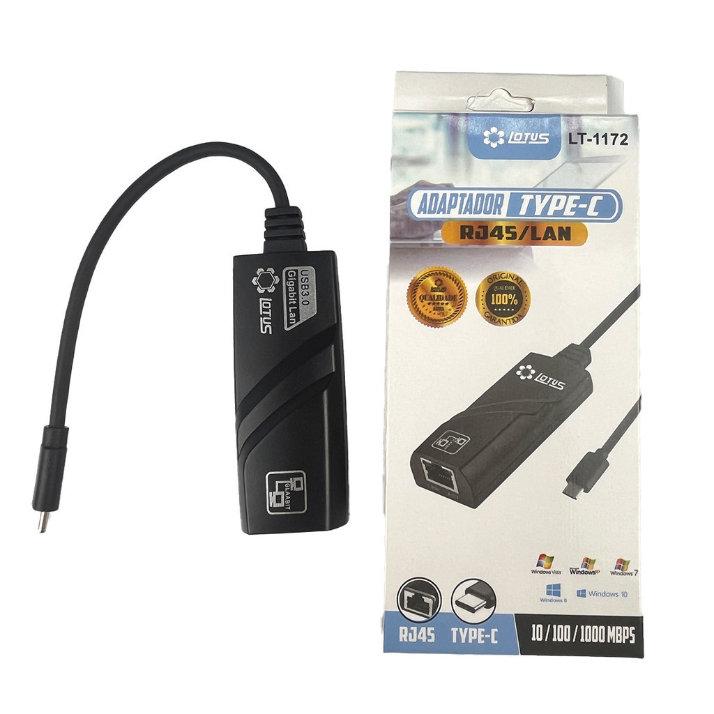 Cabo Adaptador RJ45 Para Tipo C Rede Lan 1000mbps Cor Preto | Shopee Brasil