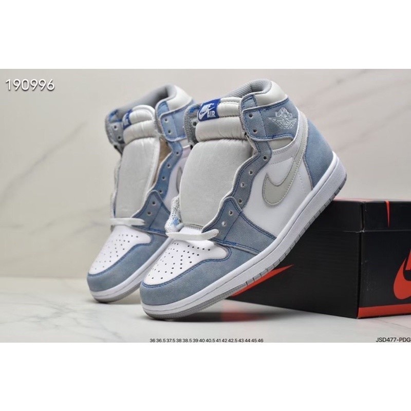 NIKE AIR JORDAN 1 Meio Branco Azul PREMIUM | Shopee Brasil