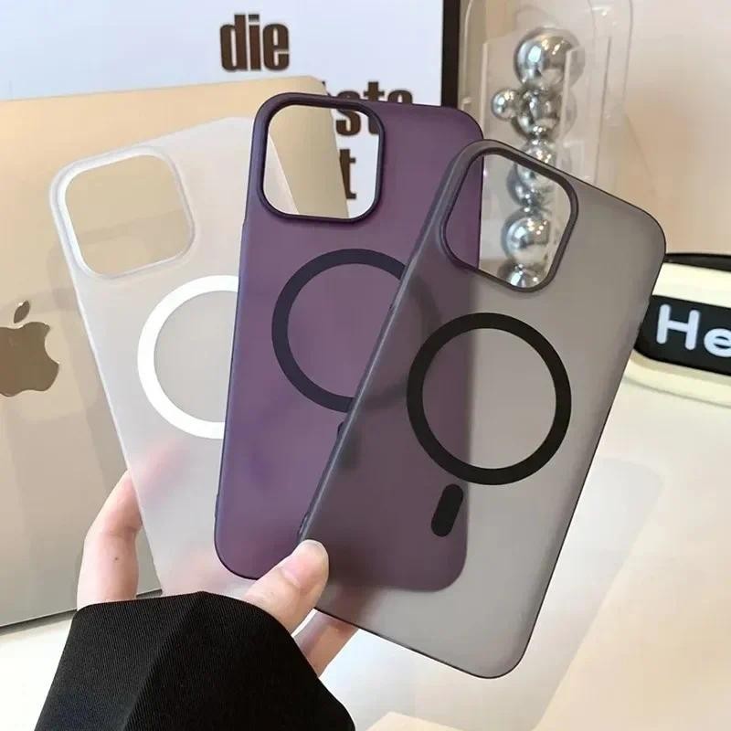 Capa Transparente Ultra Fina Magsafe Para iPhone 15 14 13 12 11 Pro Max Plus Carregador ...