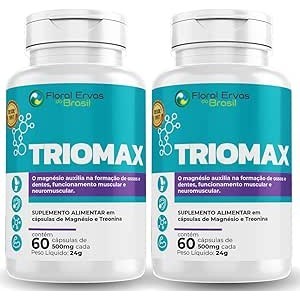 Kit 2 Triomax (Magnésio Treonato, Dimalato, Cloreto Quelato) 120 Caps Total - Floral Ervas ...