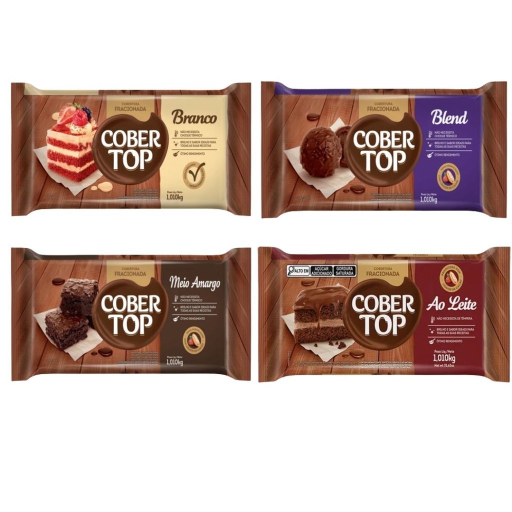 Cobertura de Chocolate em Barra Cober Top 1,010kg Sabores | Shopee Brasil