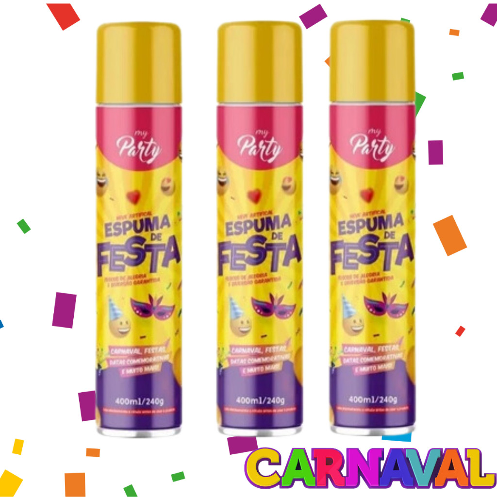 Kit Espuma De Carnaval Neve Artificial Mágica Criança Alegria Para ...