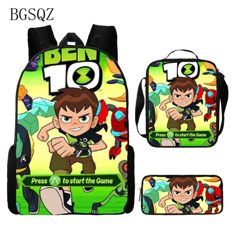 Ben 10 Cartoon Mochila Ombro Escola Estudante Livro Bag Lunch Bag Lápis ...