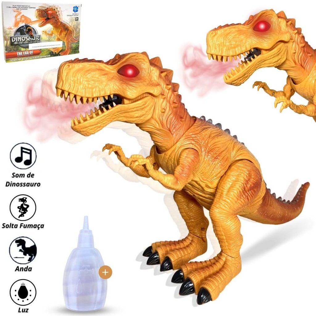Dinossauro Rex De Brinquedo Solta Fumaça Anda C/ Luz E Som | Shopee Brasil