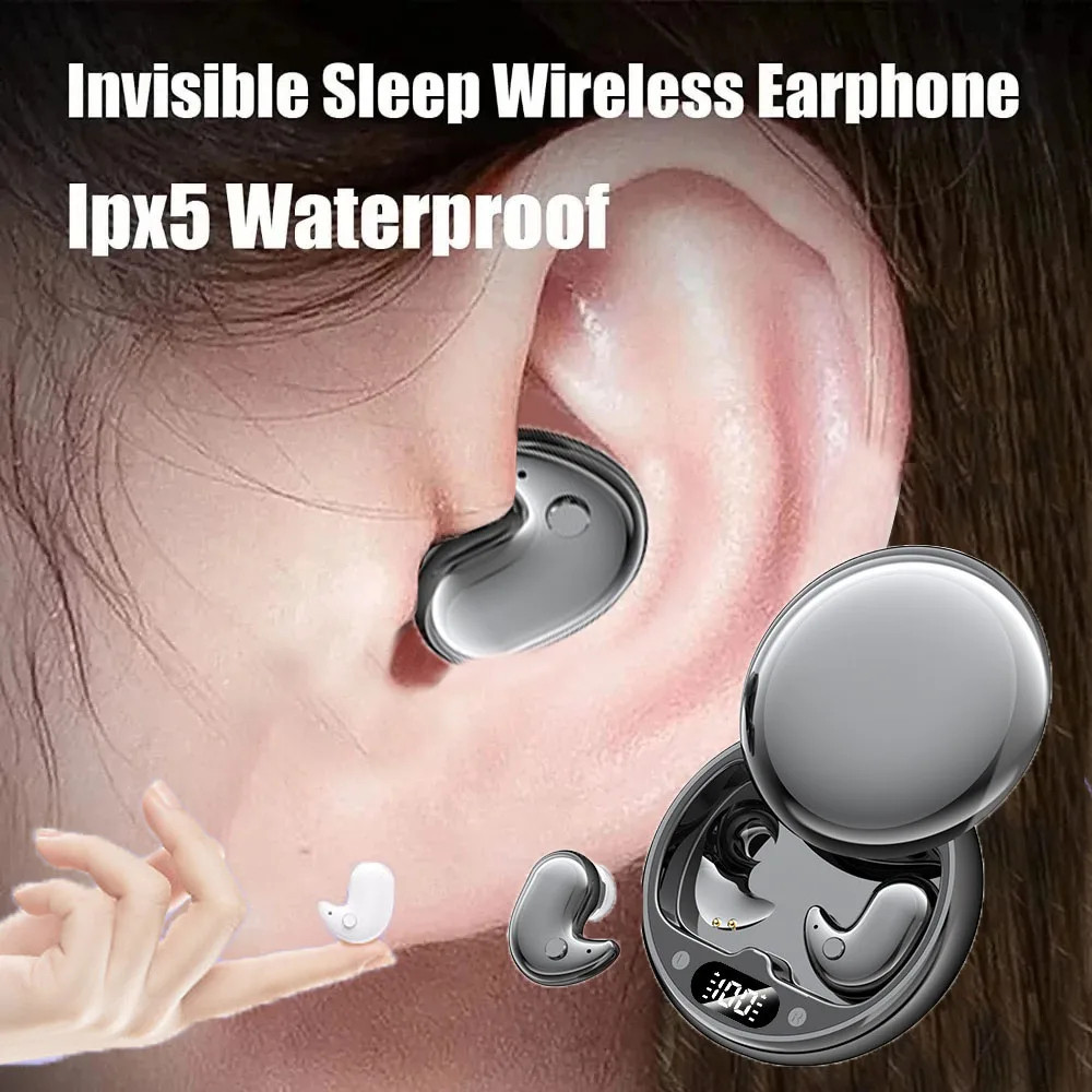 Fone De Ouvido Sem Fio Invisible Sleep TWS Bluetooth 5.3 Fones Ocultos ...