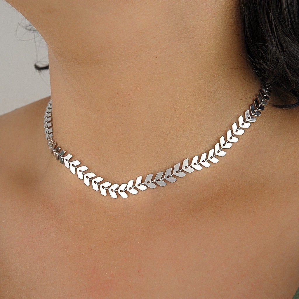 Colar Choker feminina folheado banhada a prata 925 a Ouro 18k | Shopee ...