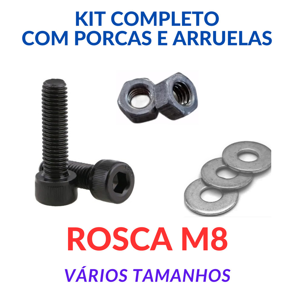 Parafuso Allen vários tamanhos - M8 Passo 1,25 (Chave Allen 6) - kit ...